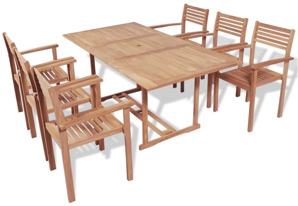 43038 vidaXL Zahradní nábytek jídelní set, 7 kusů, teak