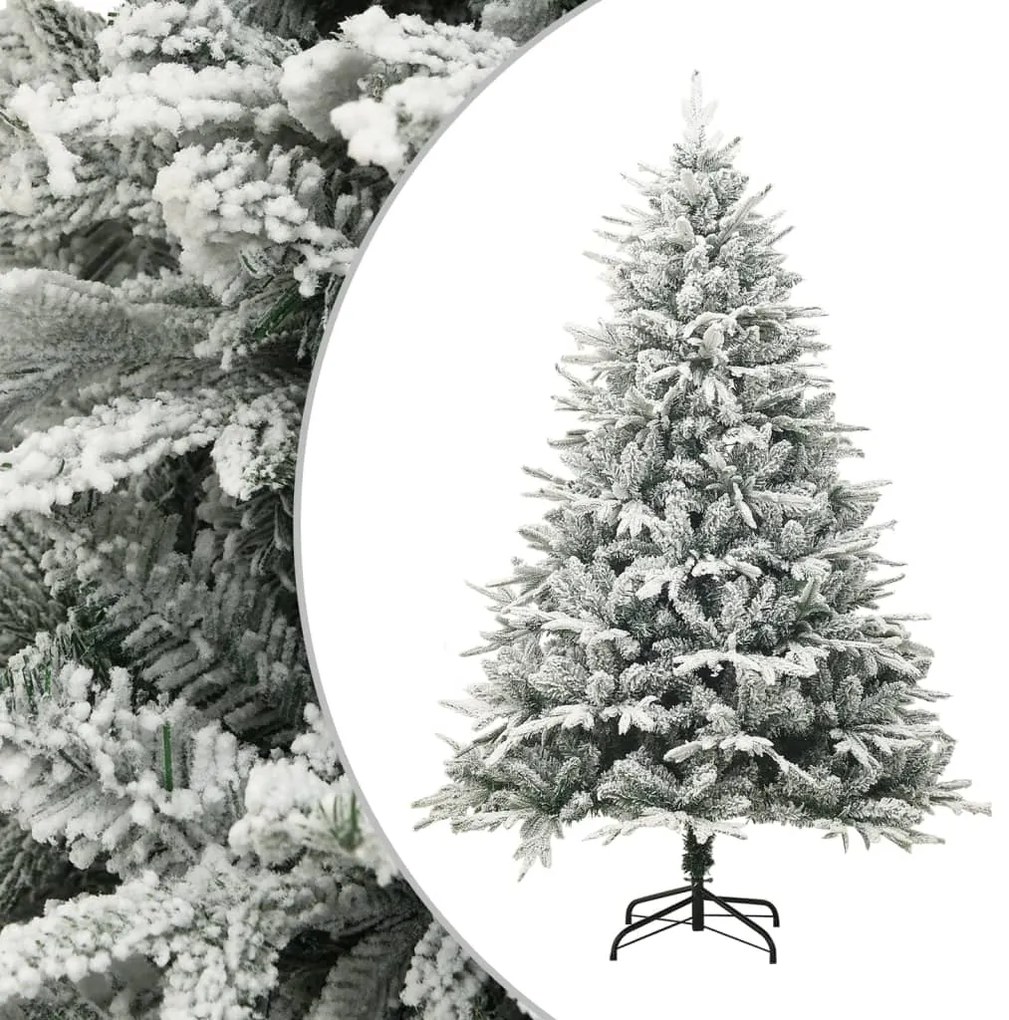 328493 vidaXL Umělý vánoční stromek s vločkami sněhově zelený 150 cm PVC a PE