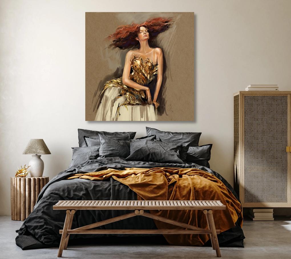 Gario Obraz na plátně Módní modelka Zrzavá žena - Irina Sadykova Rozměry: 30 x 30 cm
