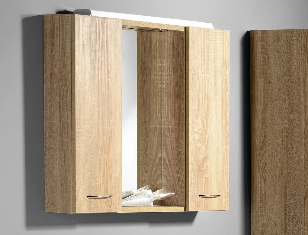 Aqualine Aqualine, ZOJA/KERAMIA FRESH STRIP galerka s LED osvětlením, 60x60x14cm, pravá, bílá, 45022S
