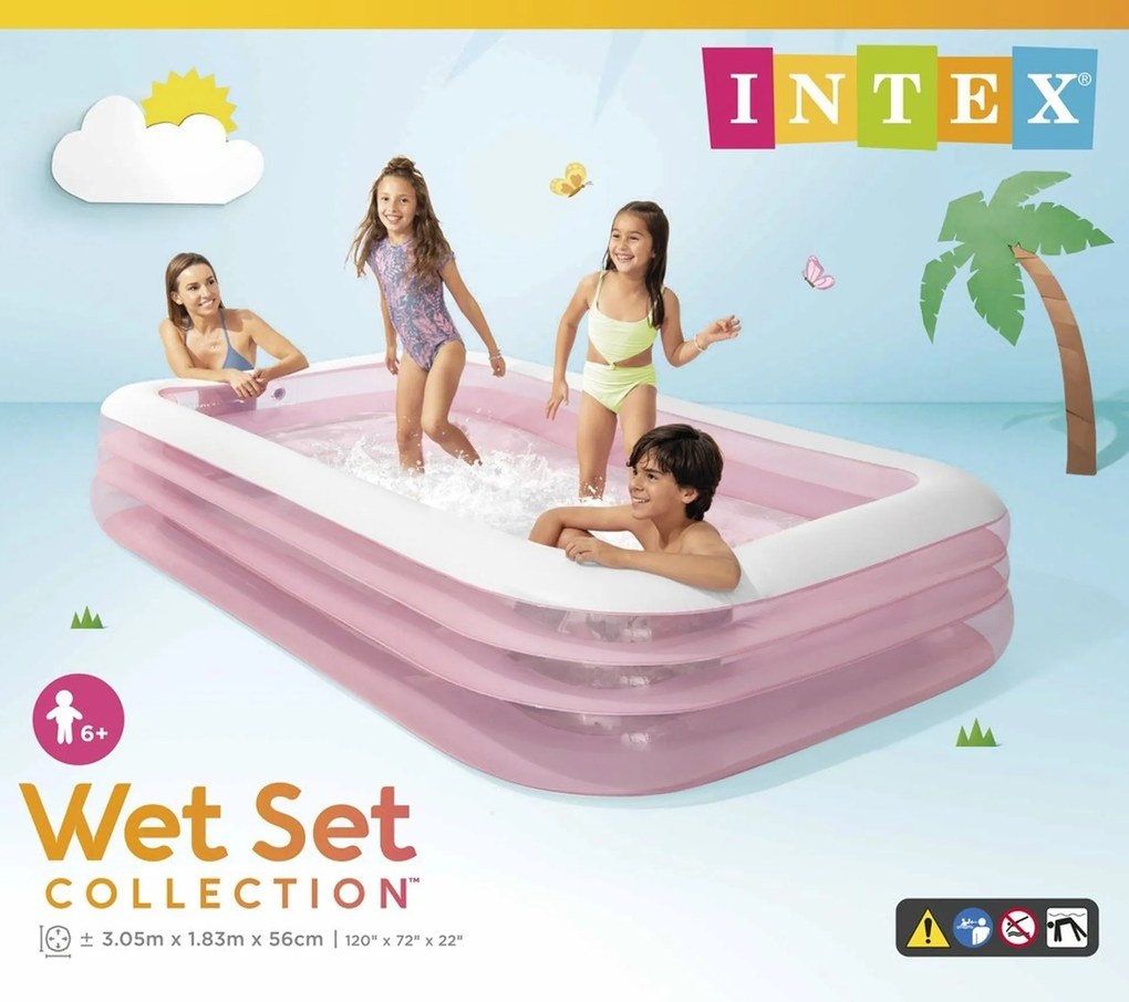 INTEX Nafukovací bazén růžový, 305 x 183 x 56cm 58487NP