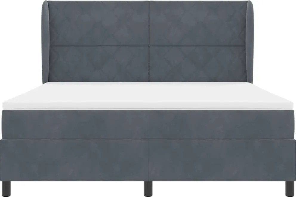 Postel s boxspringem s čelo Tmavě šedá 200 x 180 cm samet 3340995