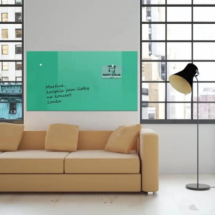 Zelená smaragdová firemní skleněná magnetická tabule Smatab® - 120 × 180 cm