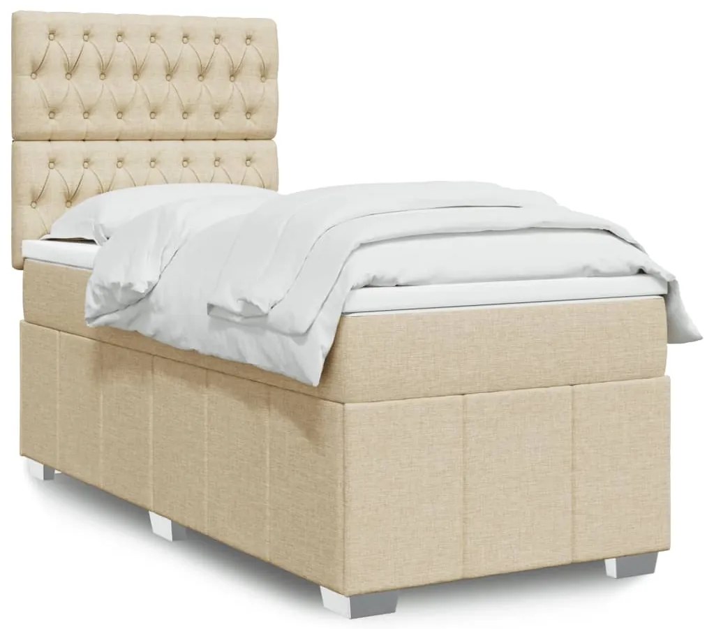 Box spring postel s matrací krémová 90x200 cm textil 3291563