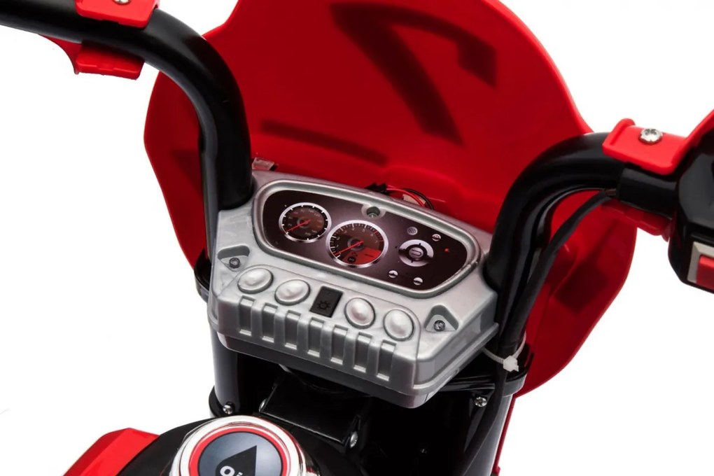 Ramiz Dětská motorka Cross na baterie červená + pomocná kolečka + LED zvuky
