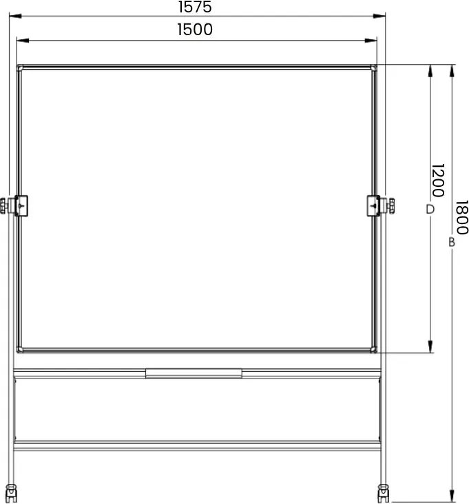 Mobilní otočná oboustranná keramická tabule, magnetická, bílá, 1500 x 1200 mm