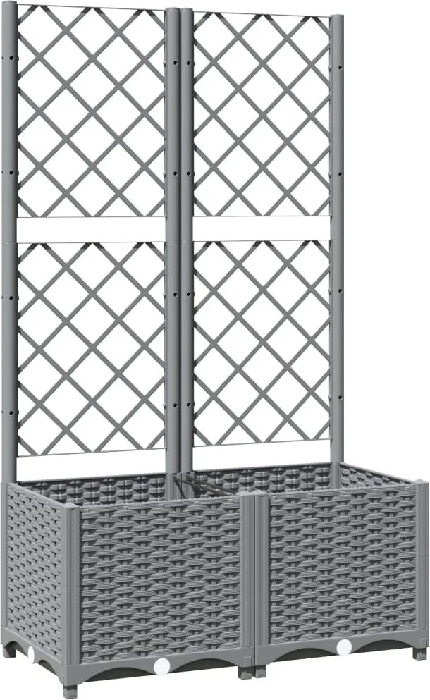 Zahradní truhlík s treláží světle šedý 80 x 40 x 136 cm PP 153272