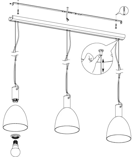 Eglo 99314 - Lustr na lanku LEBALIO 3xE27/40W/230V