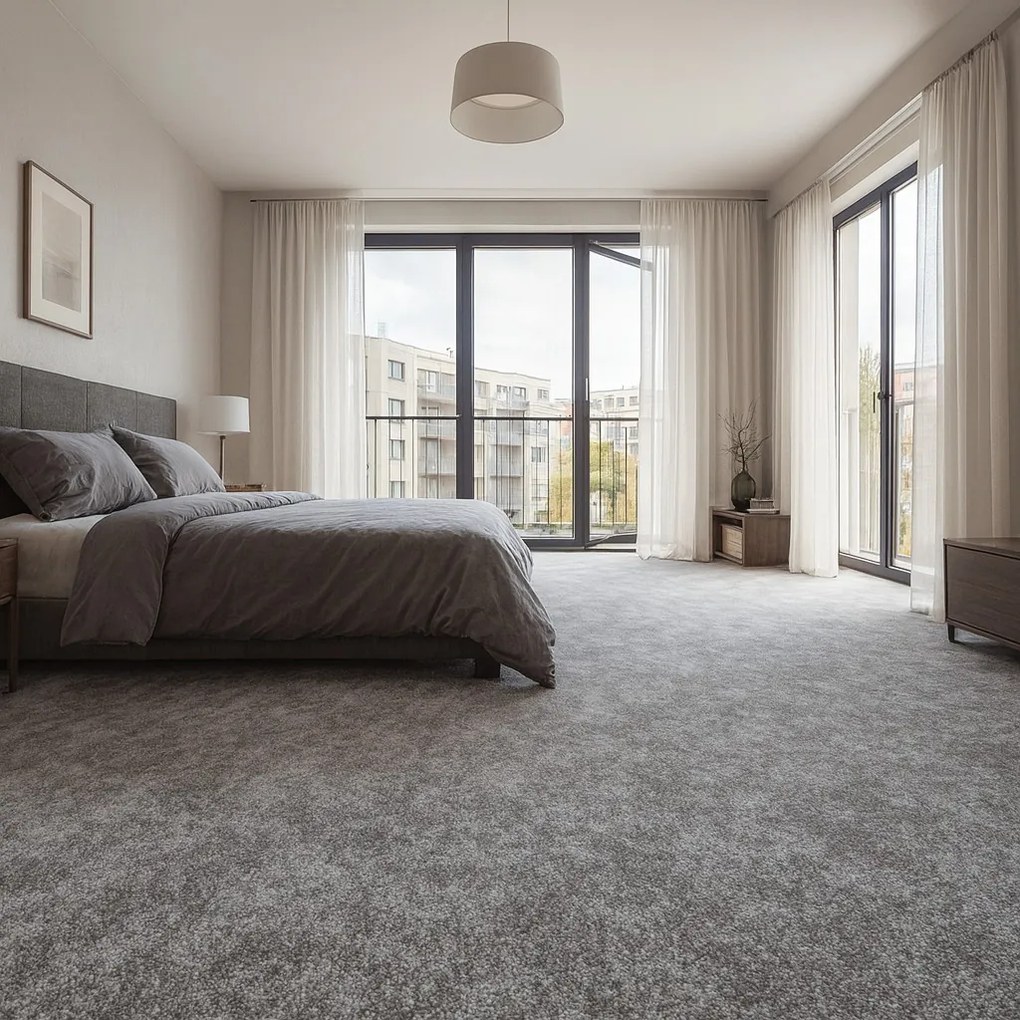 Condor Carpets, Metrážový koberec Serena 6692, na míru, šíře 4m, šedá, filc, ložnice
