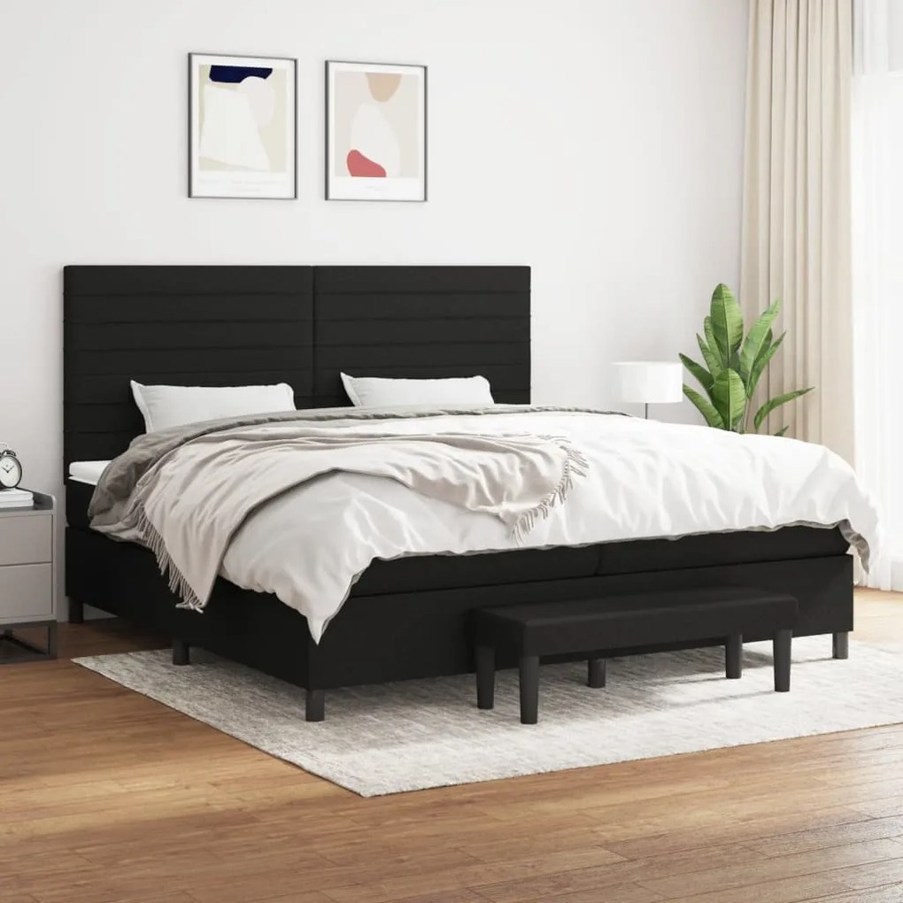 Box spring postel s matrací černá 200x200 cm textil 3136703