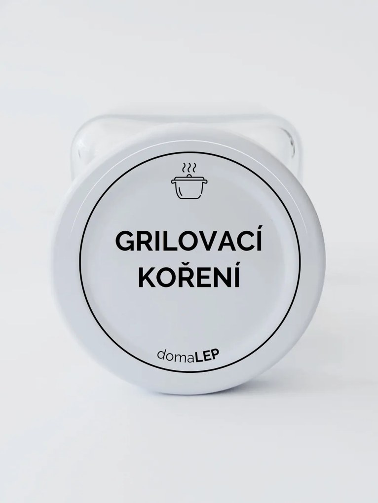 Samolepka na kořenky GRILOVACÍ KOŘENÍ průhledná 5 cm tučné písmo
