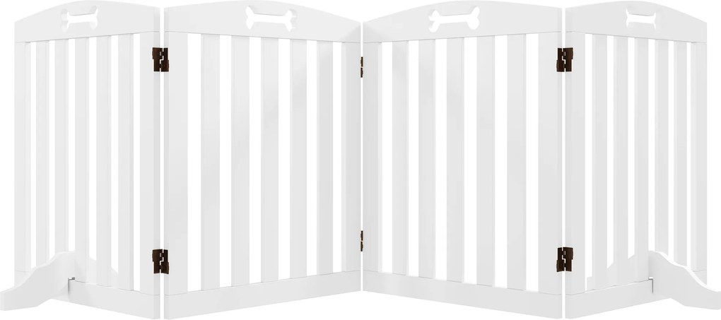 PawHut Psí Zábrana, 4-panelová, 207,5 x 61 cm Skládací Ochrana Dveří s 2 Podporujících Nohám, Samostatná Psí Zábrana, Schodišťová Brána pro Střední Ps