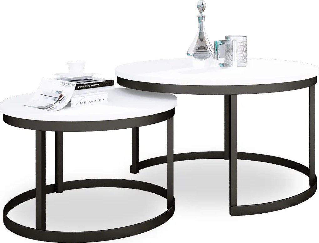 ADRK Furniture Konferenční stolek 2v1 OKIN CT-OKI-B-W