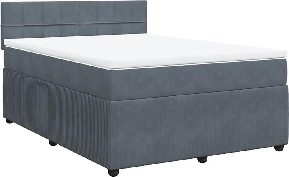 Box spring postel s matrací tmavě šedá 140x200 cm samet 3290059
