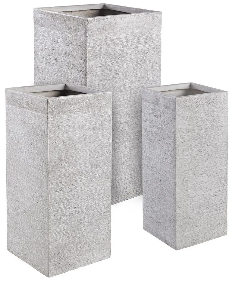 BIZZOTTO set 3 hranatých květináčů šedá 0790579