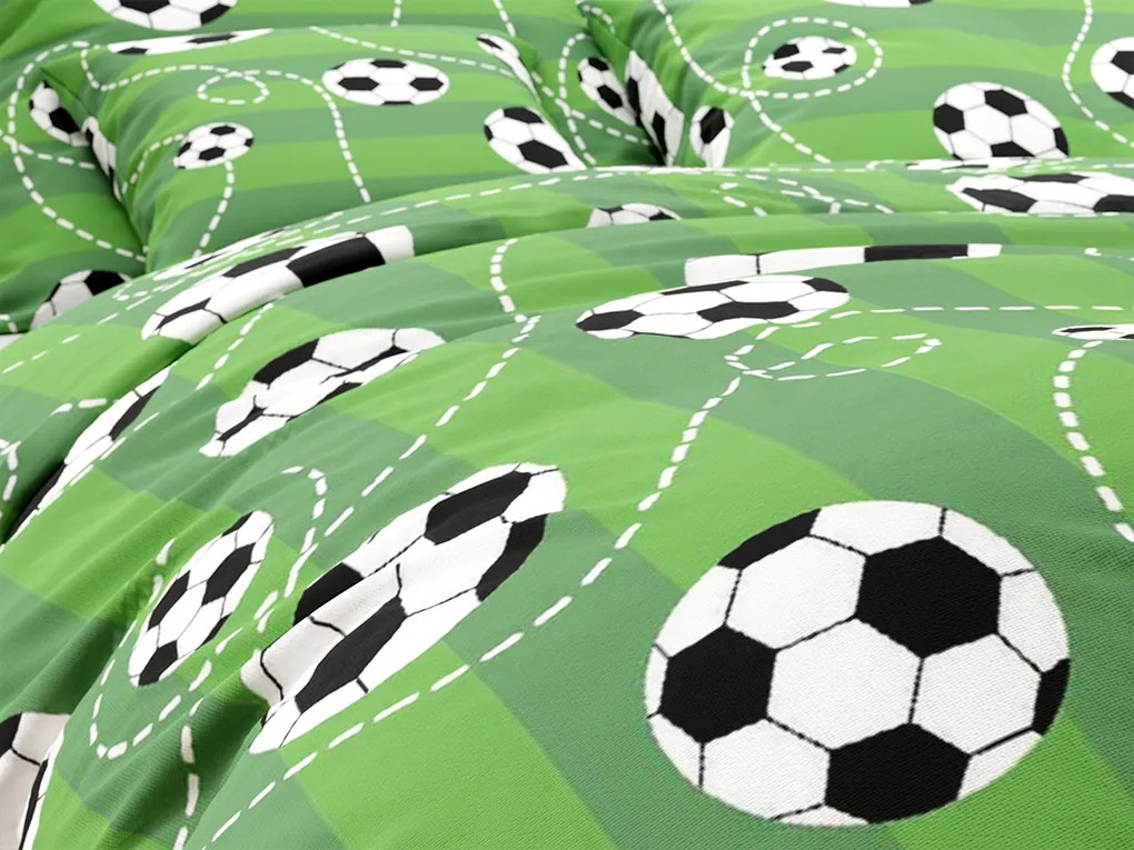 Bavlněné povlečení FOOTBALL zelené Rozměr povlečení: 70 x 90 cm | 140 x 200 cm