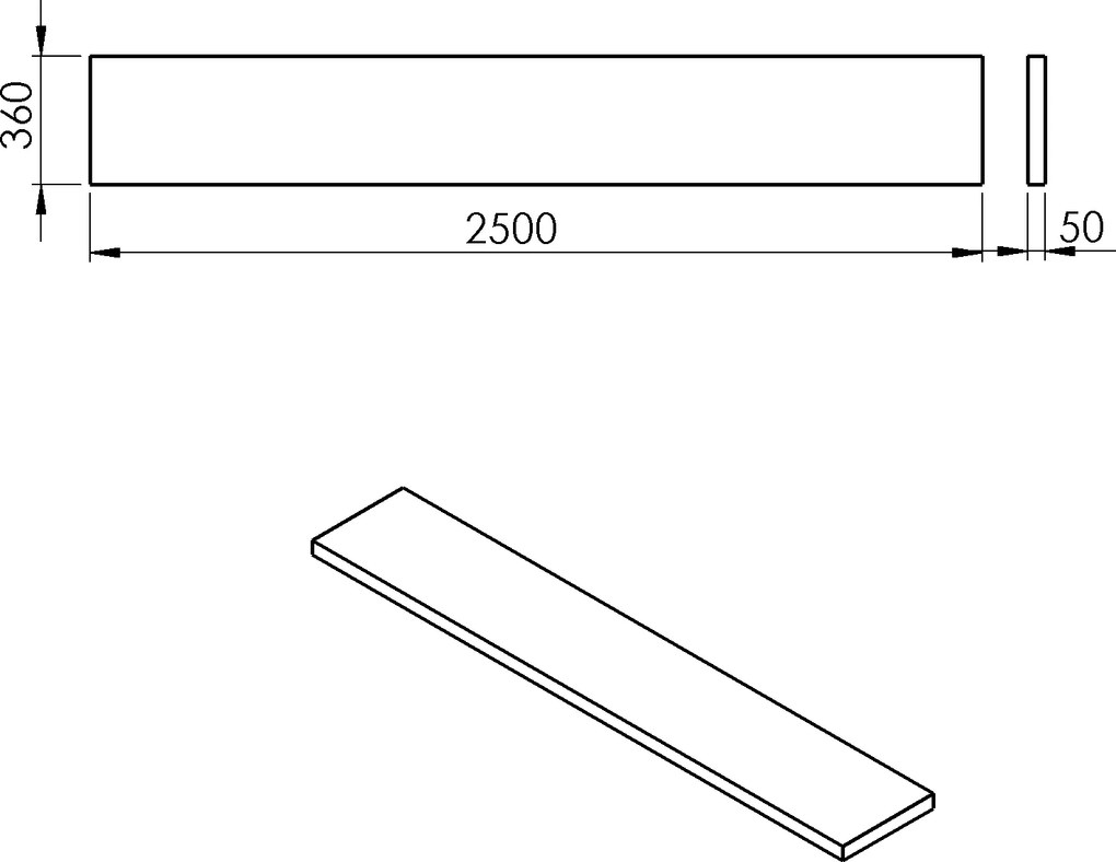 Sapho AVICE deska 250 x 36 cm dub tmavý AV25611