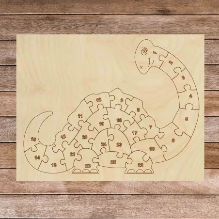 Dětské dřevěné puzzle - Dinosaurus a čísla 26 dílků | SENTOP H023