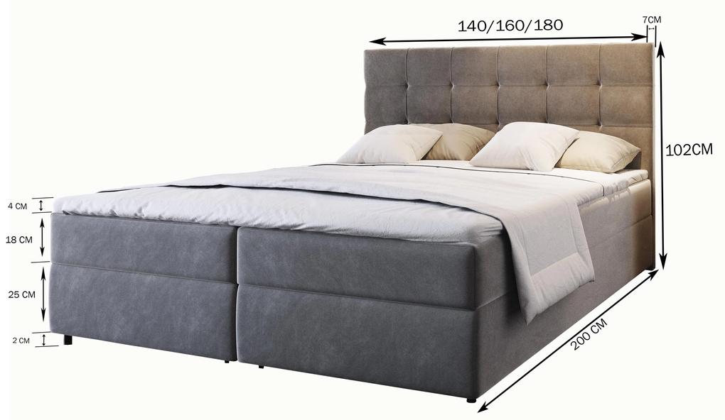 MSL Kontinentální čalouněná postel GLAM (140 x 200 cm) Barva látky: IBIZA 18