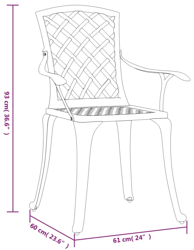 Zahradní židle 6 ks litý hliník bílé - Default Title