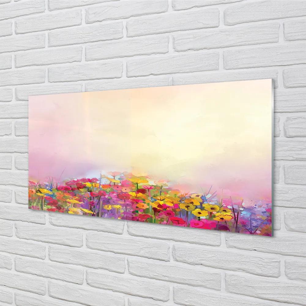 Skleněný panel Obrázek květiny nebe 100x50 cm