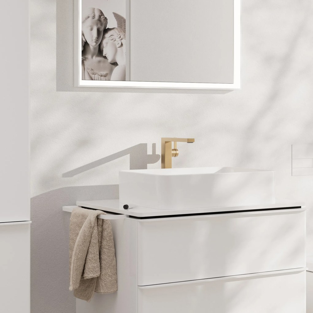 Hansgrohe Tecturis E, páková umyvadlová baterie 240 Fine CoolStart EcoSmart+ s odtokovou garniturou Push-Open, kartáčovaný bronz, HAN-73070140