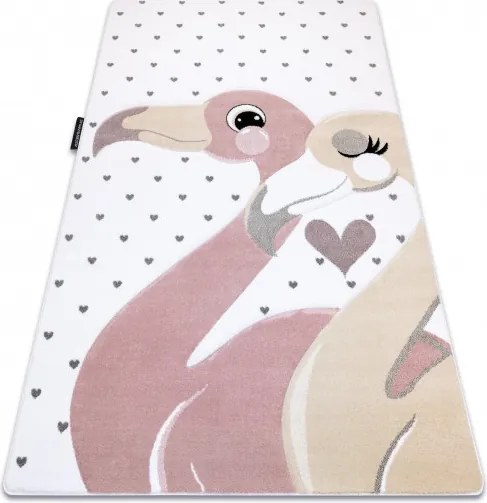 Detský kusový koberec Petit Flamingos hearts cream, 160x220, ružová, detská izba, Dywany Łuszczów