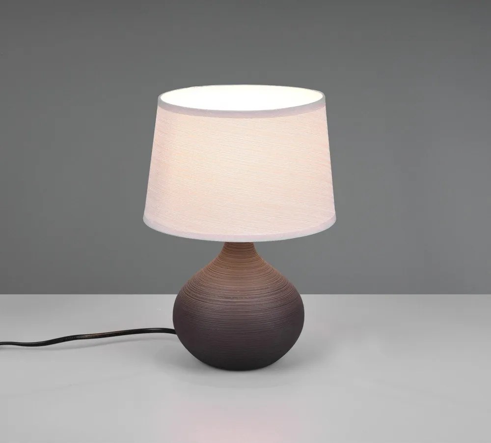 Tmavě hnědá stolní lampa z keramiky a tkaniny Reality Martin, výška 29 cm