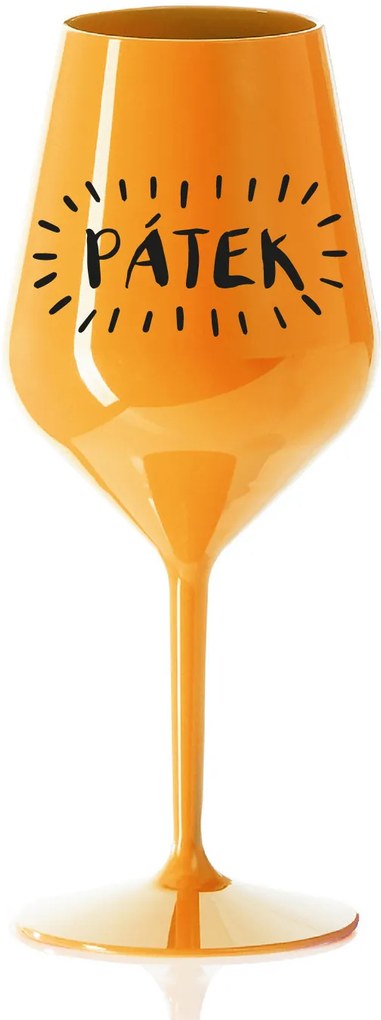 PÁTEK - oranžová nerozbitná sklenice na víno 470 ml