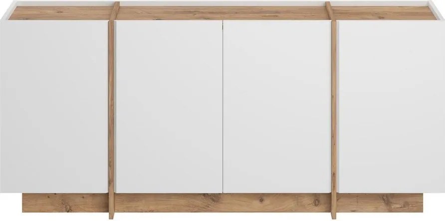 Bílá komoda v dekoru borovice s dírou na kabely 180x80x45 cm Dorma – Kalune Design