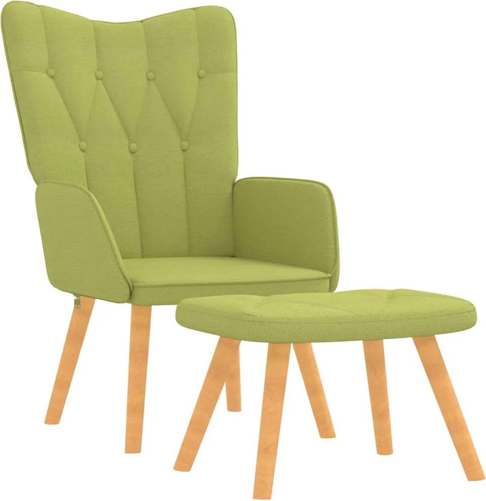 Relaxační křeslo se stoličkou zelené textil 327539