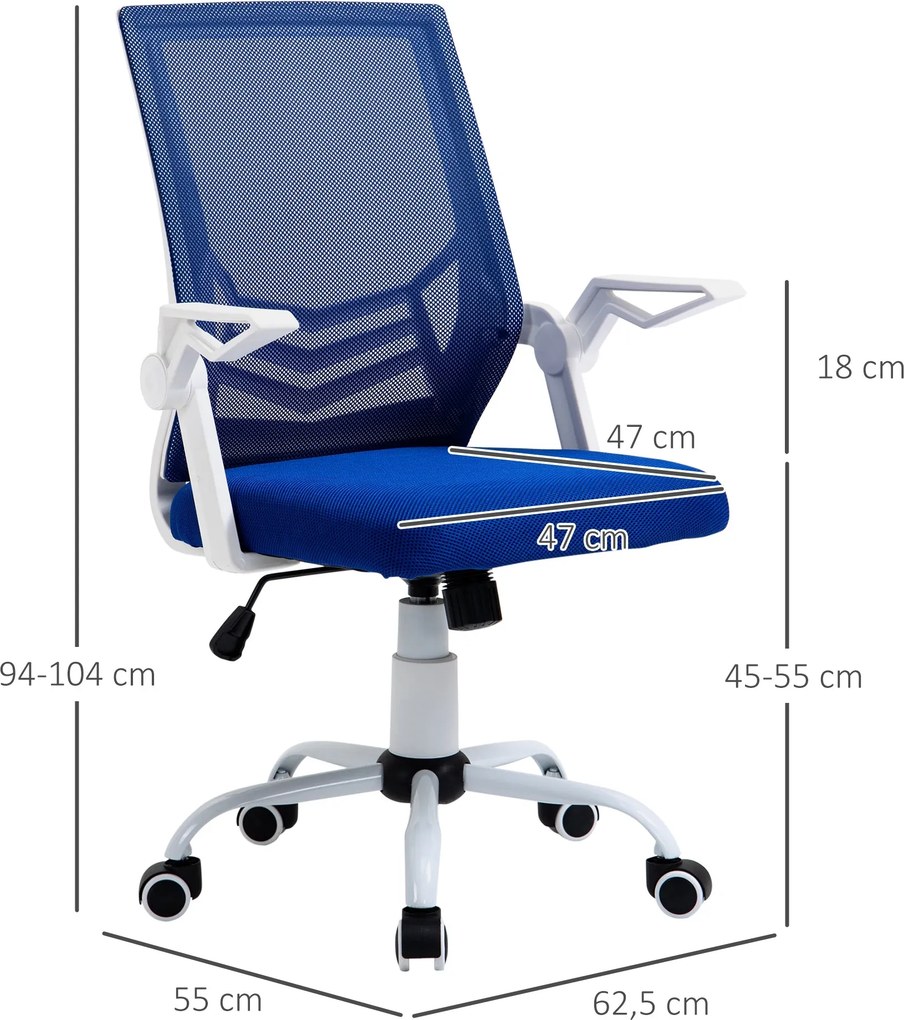 Ergonomická kancelářská židle Vinsetto - otáčecí kancelářská židle s nastavitelnou výškou, zdvihacími opěrkami a bederní podporou, pro teenagery a do…