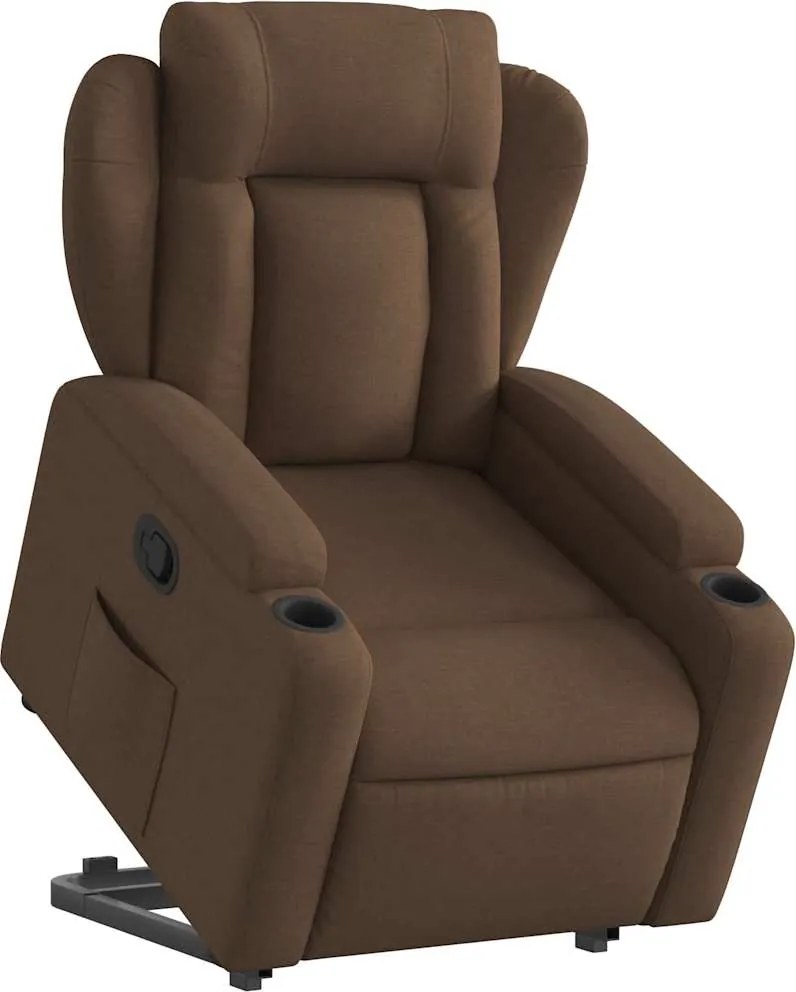 Zvedací polohovací křeslo hnědé textil 3204486