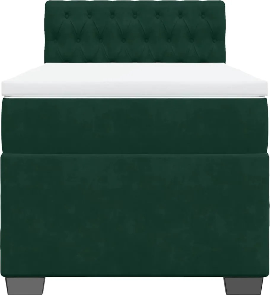 Box spring postel s matrací tmavě zelená 90x200 cm samet 3286219