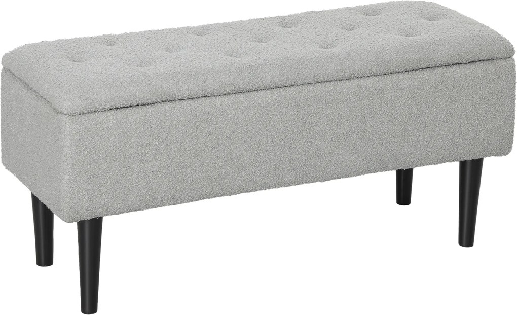 HOMCOM Lavice s úložným prostorem Čalouněná lavice s výklopným víkem v šedém sametovém vzhledu Komoda do obývacího pokoje Ložnice 95 x 38 x 45 cm | A…