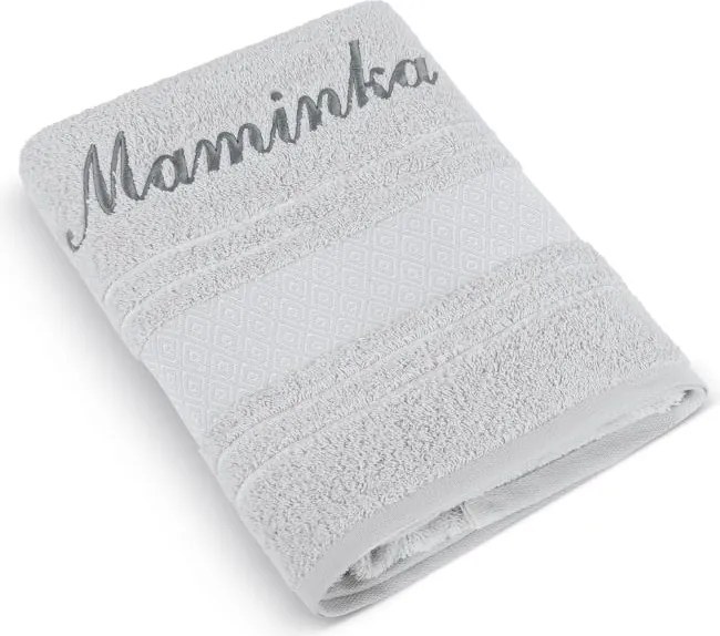 Bellatex Froté ručník mozaika se jménem MAMINKA Šedá 50x100 cm
