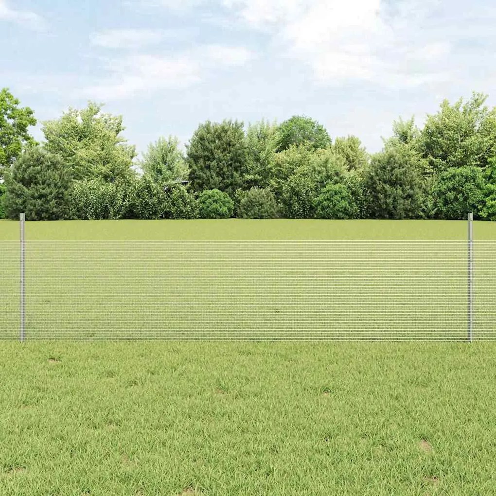 Svařovaná drátěná plotovina s tyčkami 10 x 0,5 m Stříbrná 3336313