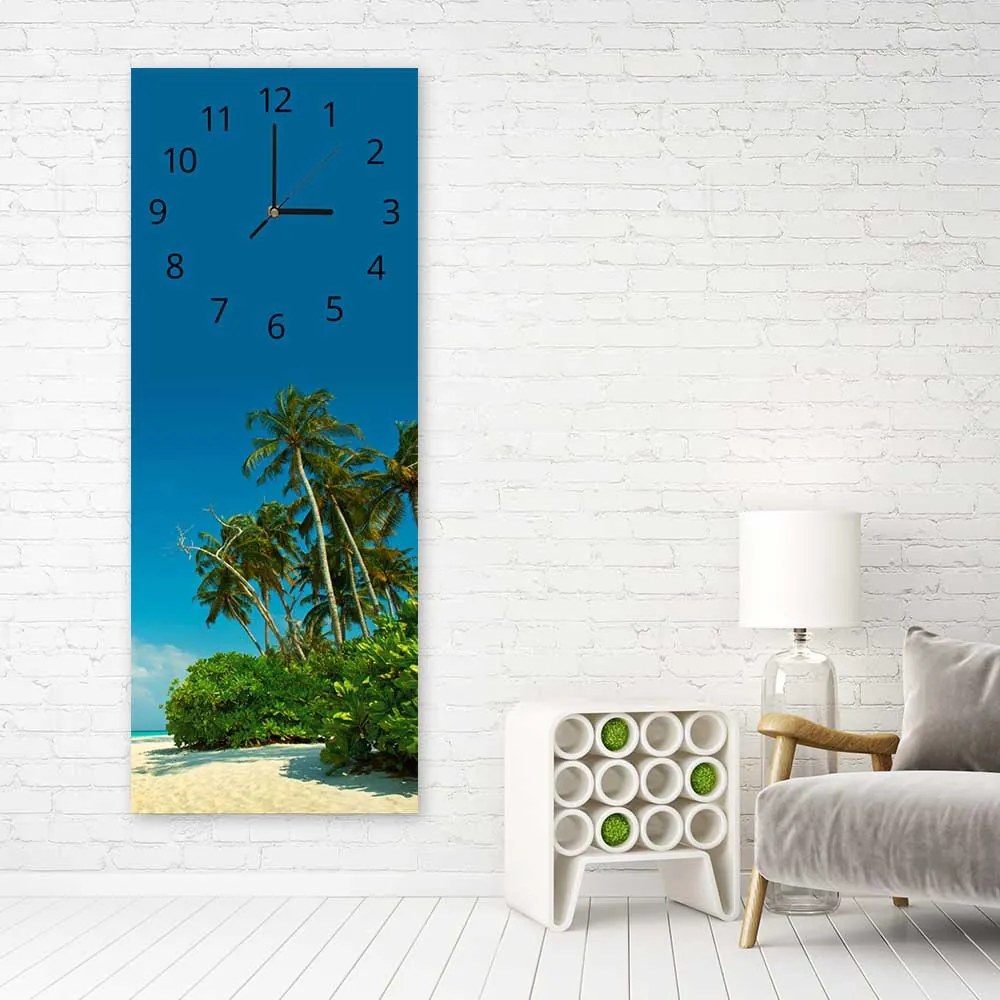 Gario Hodiny na zeď Tropická pláž Rozměry: 25 x 65 cm
