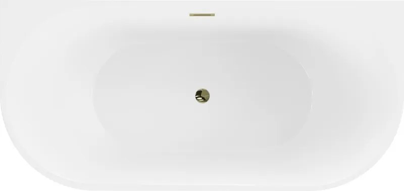 Mexen Oval volně stojící vana u stěny 160 x 80 cm, bílá, přepad zlatý - 52671608000-50