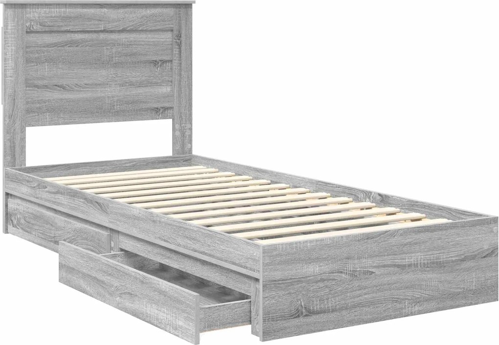 Postel s úložným prostorem se zásuvkou Šedá Sonoma 75 x 190 cm 3410283