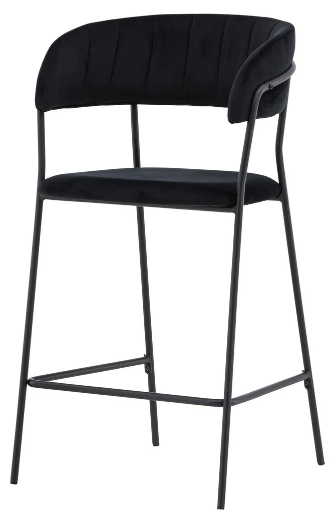 Barová židle Lui, 2ks, černá, 49x53x97