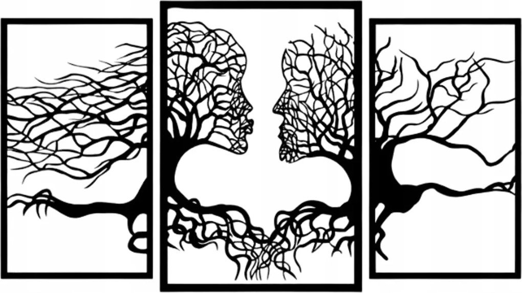 Ažurový 3D obraz Tváře stromů černý XXL nástěnná dekorace panely triptych