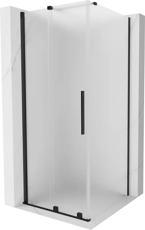 Mexen Velar, sprchový kout s posuvnými dveřmi 100 x 100 cm, 8mm sklo námraza, černá matná, 871-100-100-31-70