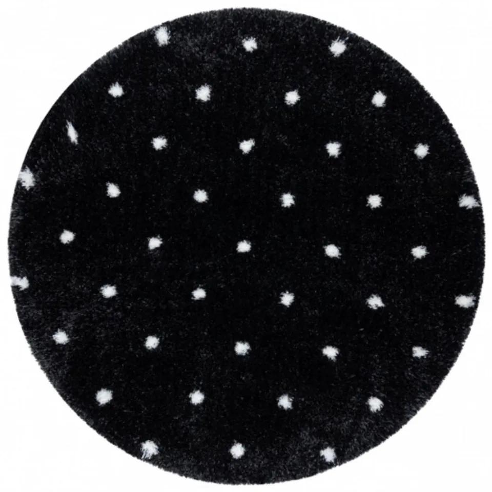 Kusový koberec shaggy Dots antracitový kruh 120cm