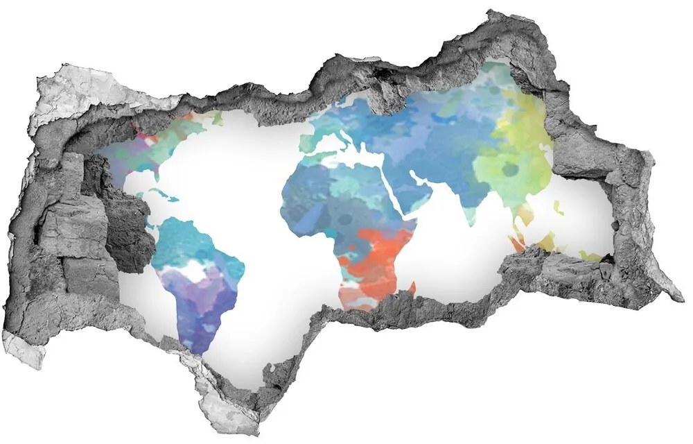 Wallmuralia Samolepící díra na stěnu Mapa světa 95x73 cm