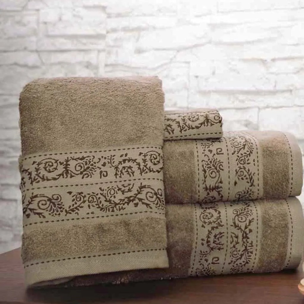 WALIA® Bambusový ručník DELIA - světle hnědá 50x90 cm