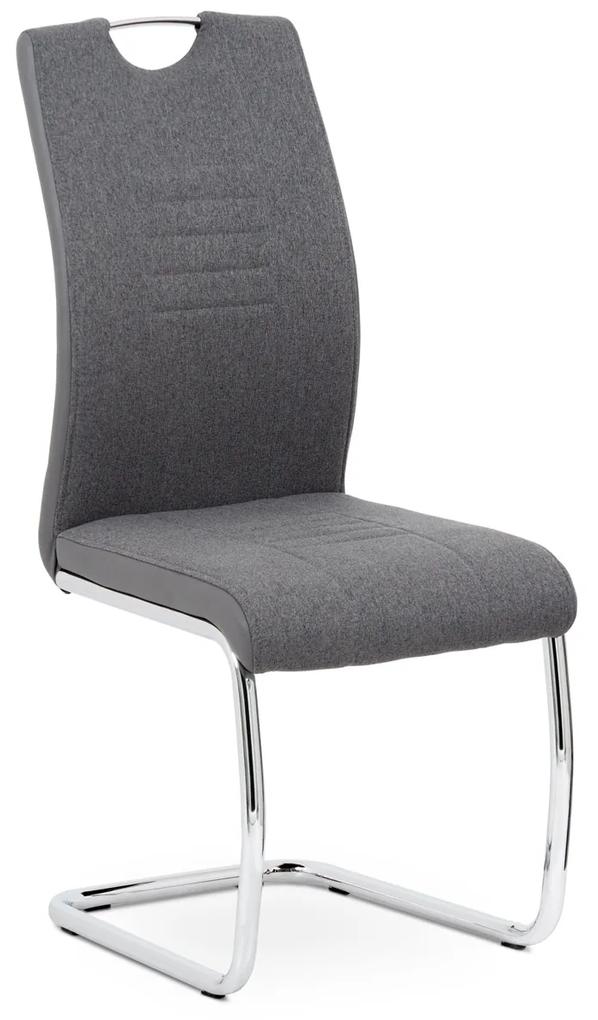 Jídelní židle NAVA, šedá látka-ekokůže/chrom