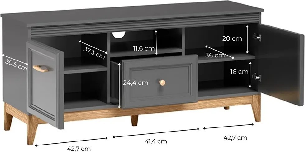 TERRA s | TV stolek TA-8 | 135,5 cm | šedá
