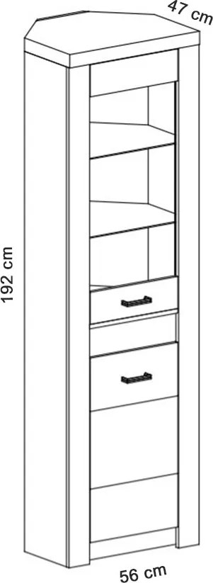 INDIANAPOLIS t | vitrína I-23 ROHOVÁ | 56 cm | UNI provedení | jasan tmavý