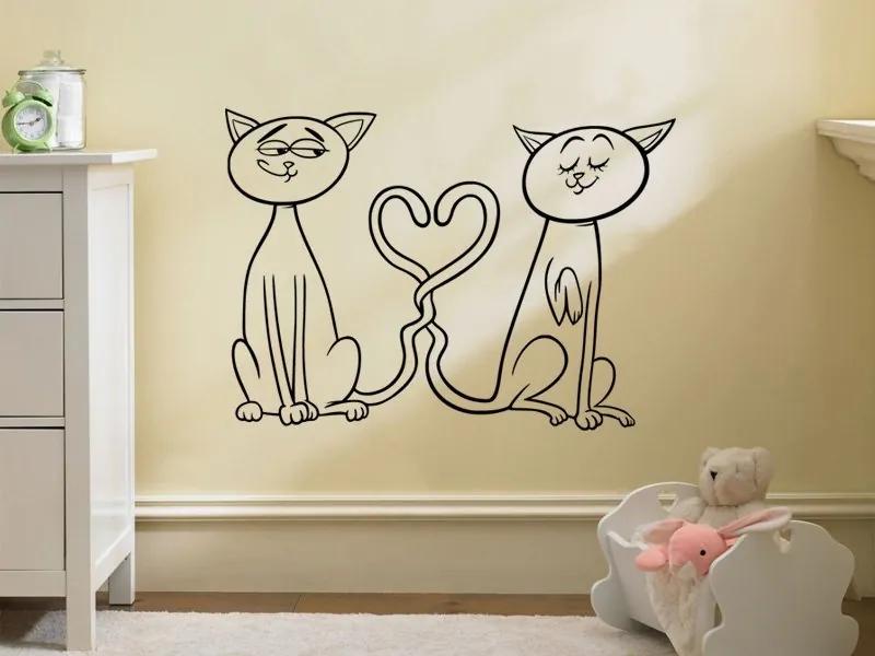 Samolepka na zeď Zamilované kočičky 0520
